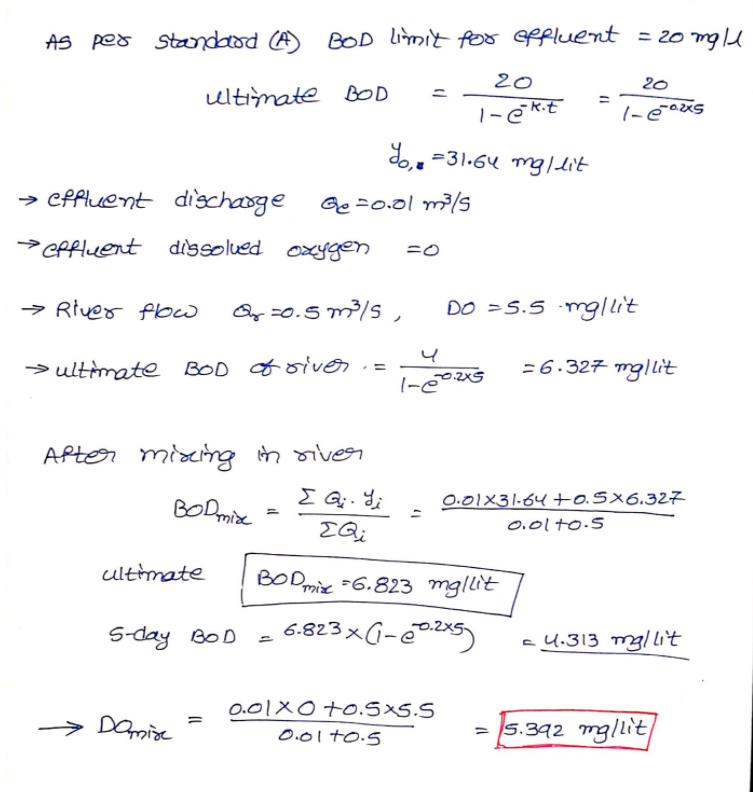 Solved Estimate the worst-case scenario dissolved oxygen | Chegg.com