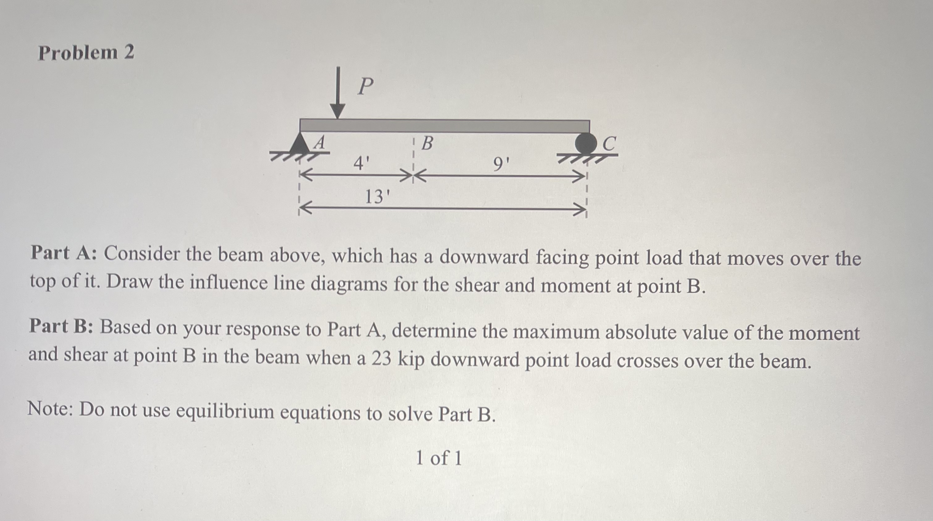 Solved Problem 2 Part A: Consider the beam above, which has | Chegg.com
