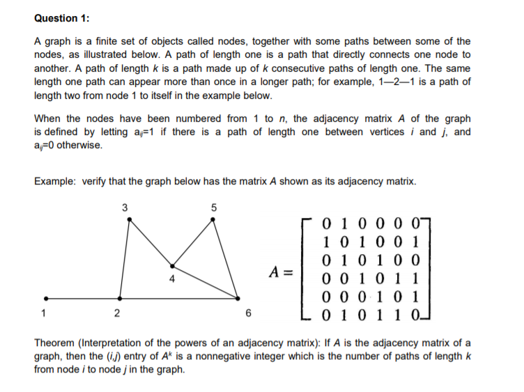 Solved Question 1: A graph is a finite set of objects called | Chegg.com