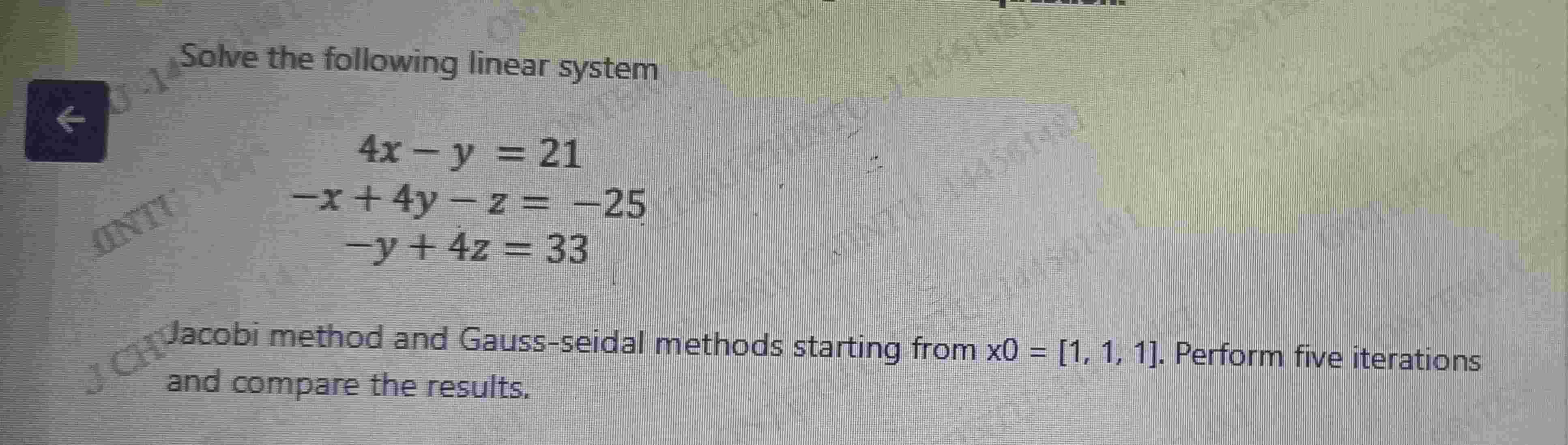 Solve the following linear | Chegg.com