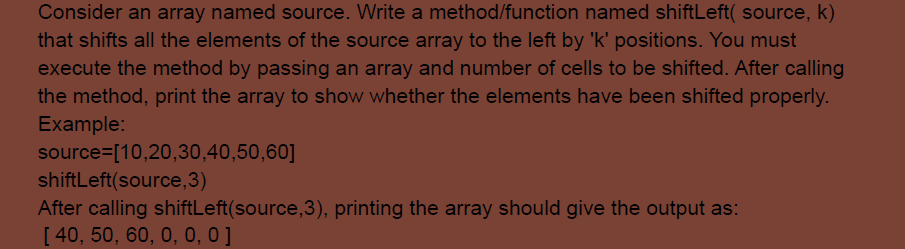 Solved Consider an array named source. Write a | Chegg.com