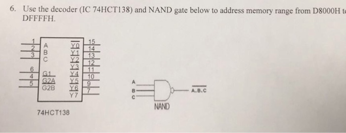 Solved Use the decoder (IC 74HCT138) and NAND gate below to | Chegg.com