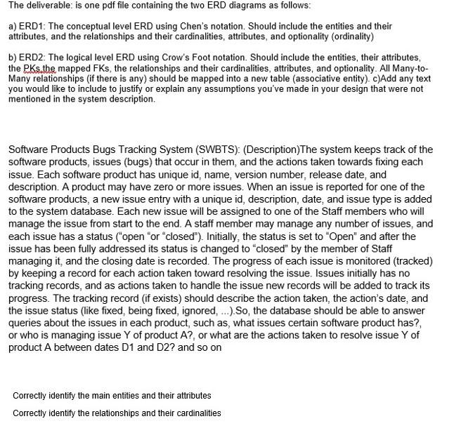The deliverable: is one pdf file containing the two | Chegg.com