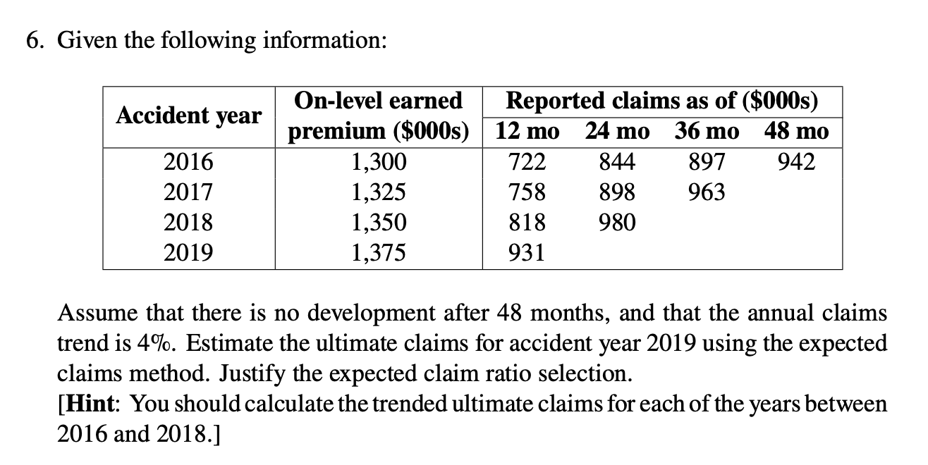 Solved 6. Given the following information: Assume that there | Chegg.com