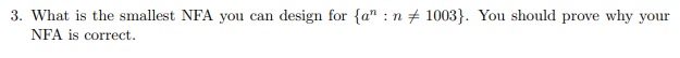 Solved 3. What is the smallest NFA you can design for | Chegg.com