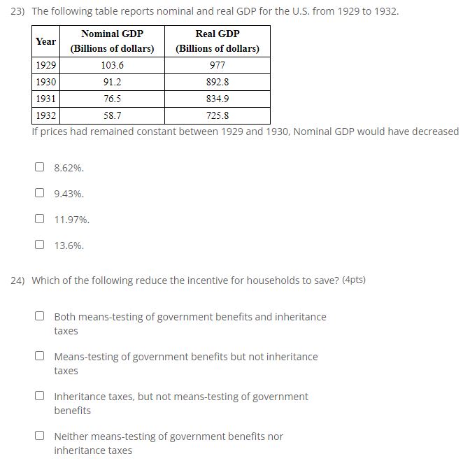 Solved 3) The following table reports nominal and real GDP | Chegg.com