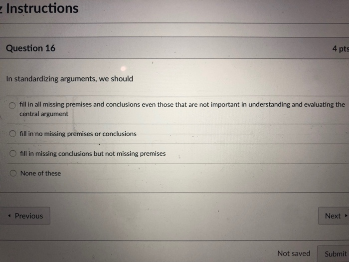 Solved Instructions Question 16 4 pts In standardizing | Chegg.com