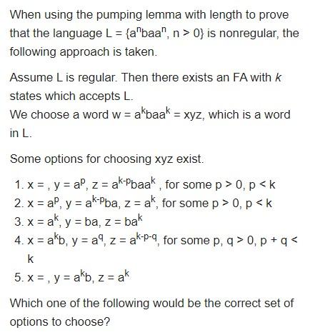 Solved When using the pumping lemma with length to prove | Chegg.com