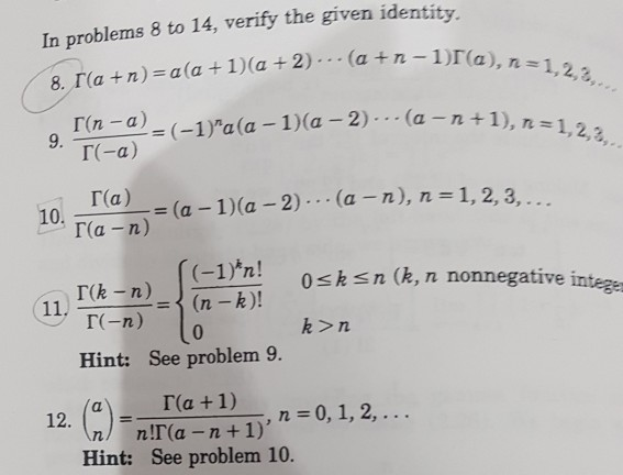 Solved In problems 8 to 14, verify the given identity. 1 | Chegg.com
