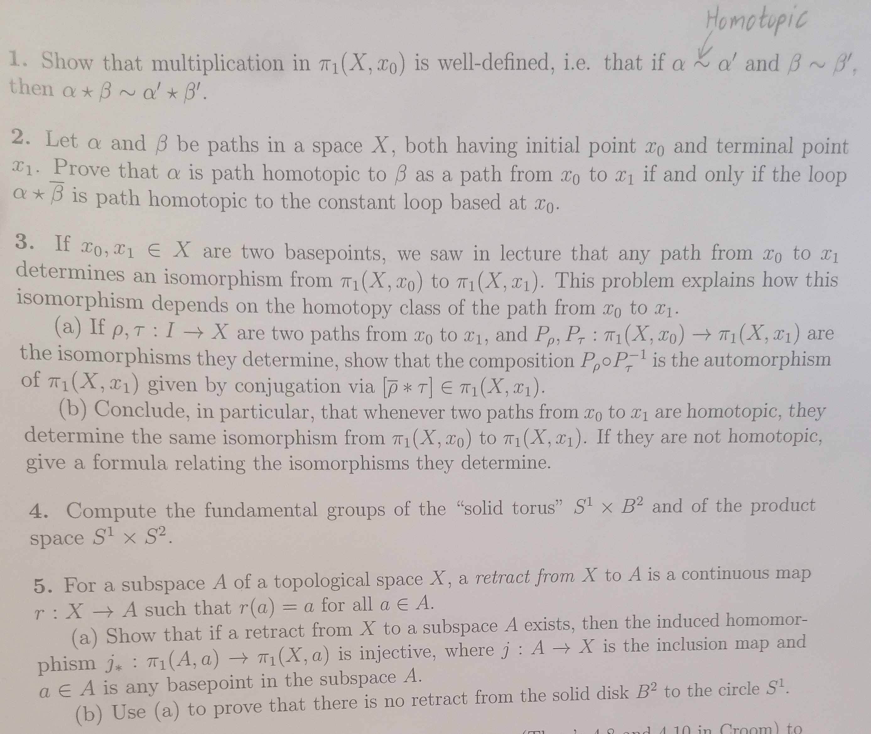 Solved 1. Show that multiplication in π1(X,x0) is | Chegg.com