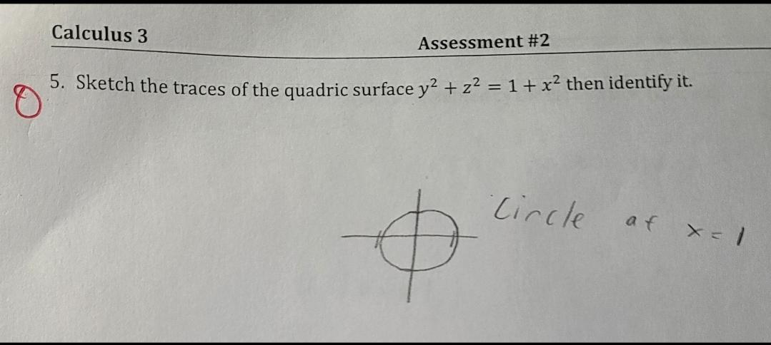 Solved Calculus 3 Assessment #2 5. Sketch the traces of the | Chegg.com