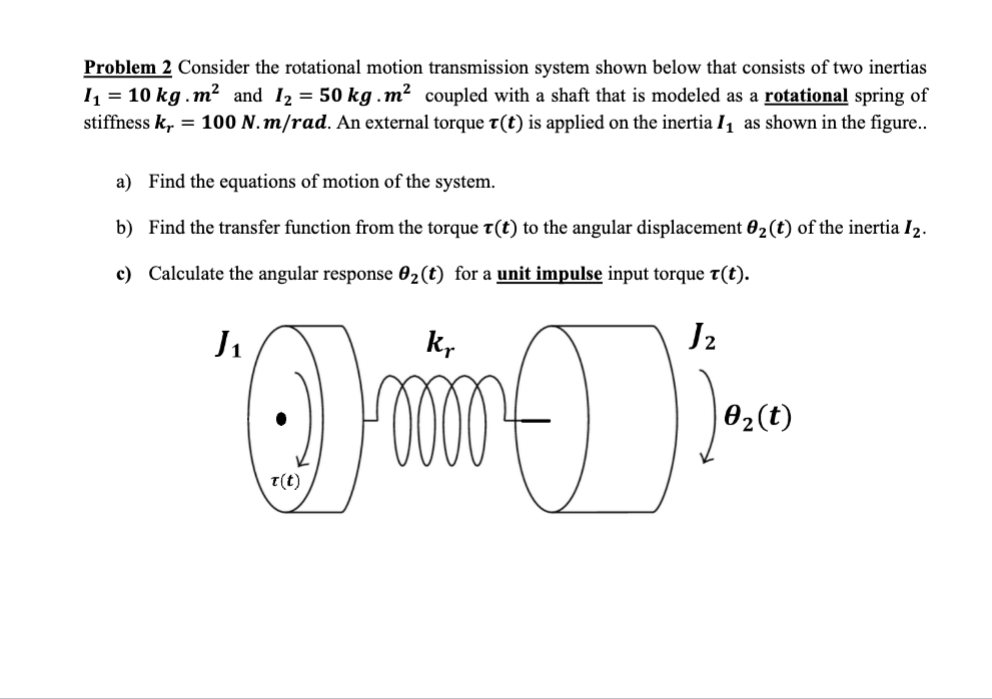 Solved Problem 2 Consider the rotational motion transmission | Chegg.com