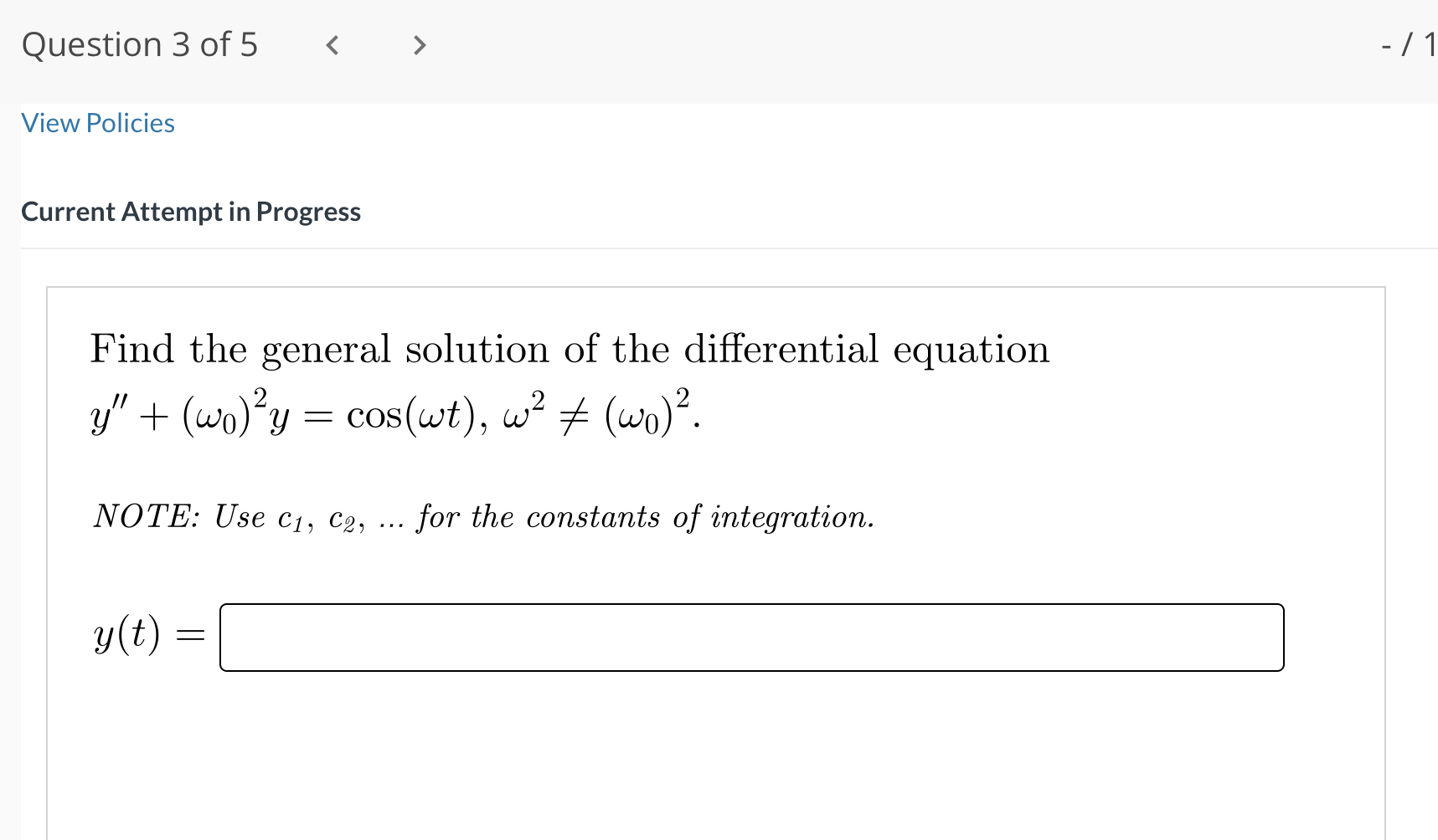 Solved Current Attempt in Progress Find the general solution | Chegg.com