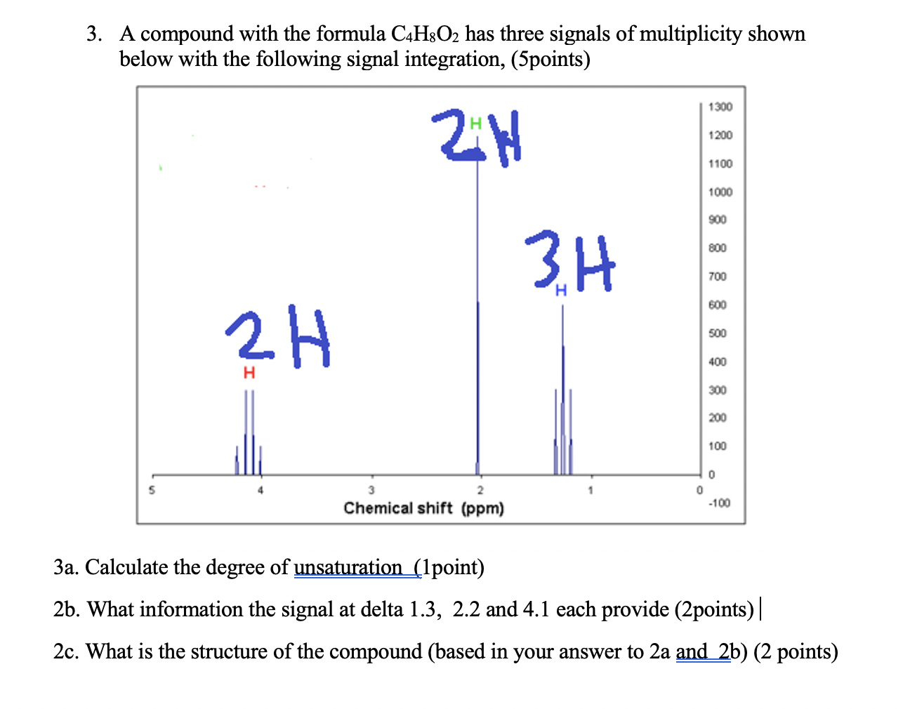 Solved 3. A compound with the formula C4H2O2 has three | Chegg.com