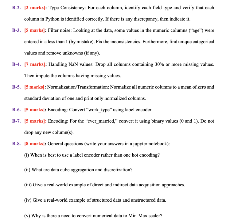 Solved Problem B [40 Marks]: Consider the data given in | Chegg.com