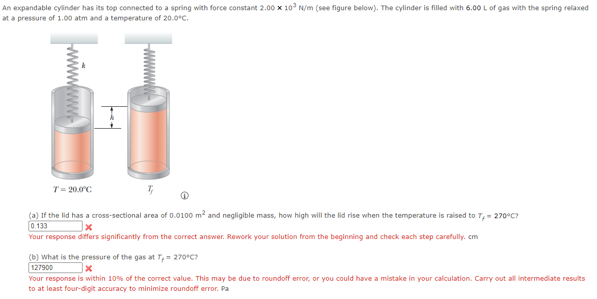 Solved An expandable cylinder has its top connected to a | Chegg.com