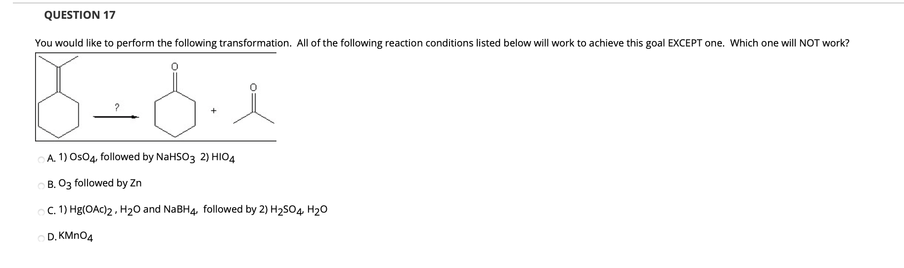 Solved QUESTION 17 You would like to perform the following | Chegg.com
