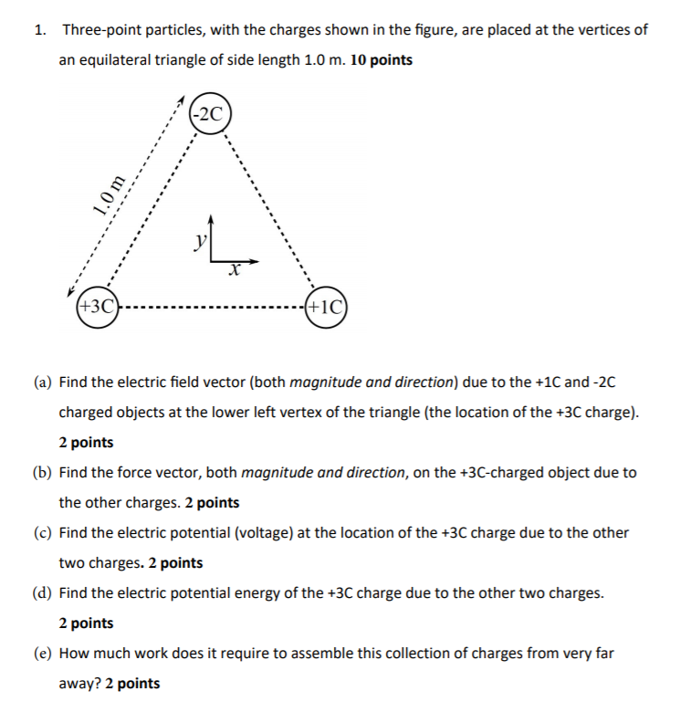 Solved Three-point particles, with the charges shown in the | Chegg.com