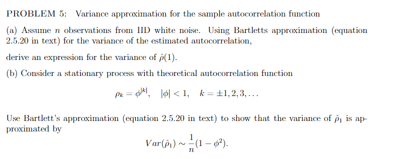 Solved Problem 5 Variance Approximation For The Sample