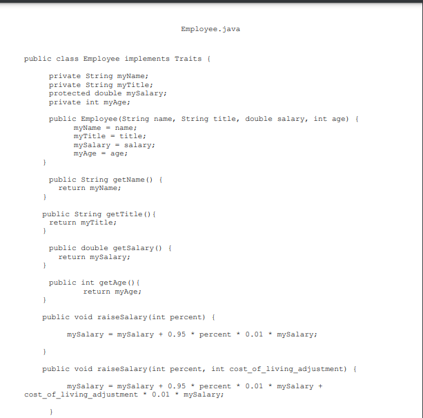 Solved APPENDIX Traits.java public interface Traits public | Chegg.com
