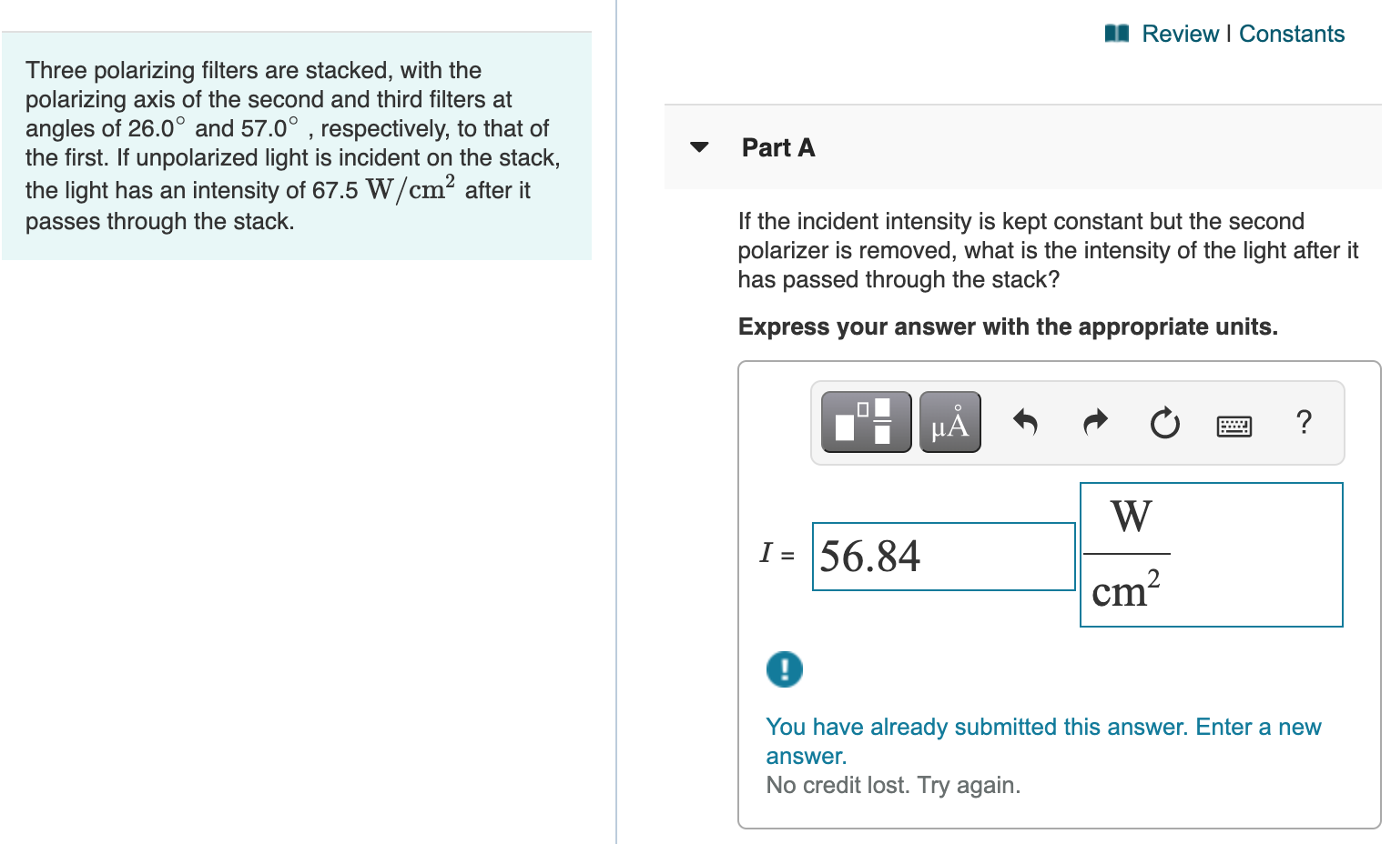 Solved II Review | Constants Three polarizing filters are | Chegg.com