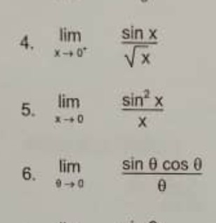 Solved lim sinx 4. 5. lim sin lim sin θ cos θ 6. | Chegg.com