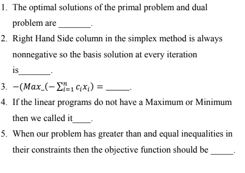 Solved 1. The optimal solutions of the primal problem and | Chegg.com