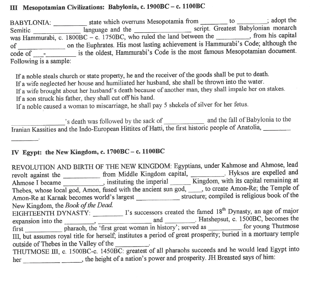 III Mesopotamian Civilizations: Babylonia, c. 1900BC- | Chegg.com