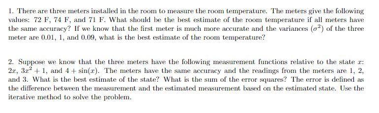 Solved 1. There are three meters installed in the room to | Chegg.com