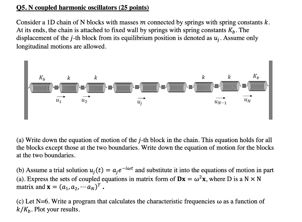 Solved Q5. N coupled harmonic oscillators ( 25 points) | Chegg.com