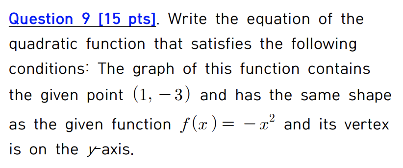 Solved Question 9 [15 pts]. Write the equation of the | Chegg.com