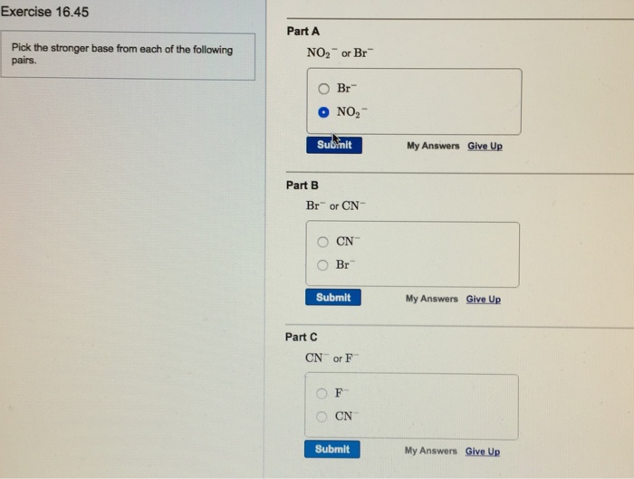 Solved Pick the stronger base from each of the following | Chegg.com Solved Pick the stronger base from each of the following | Chegg.com