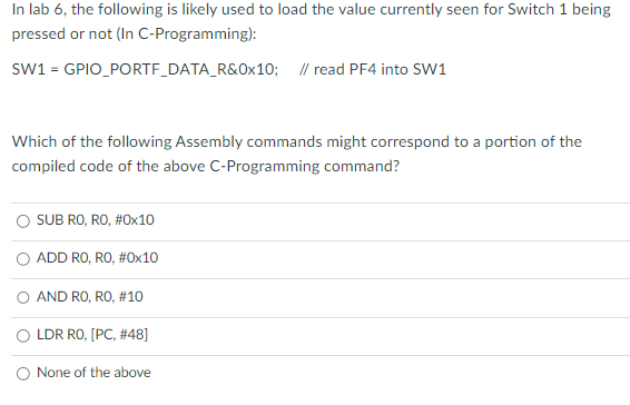 Solved In lab 6, the following is likely used to load the | Chegg.com
