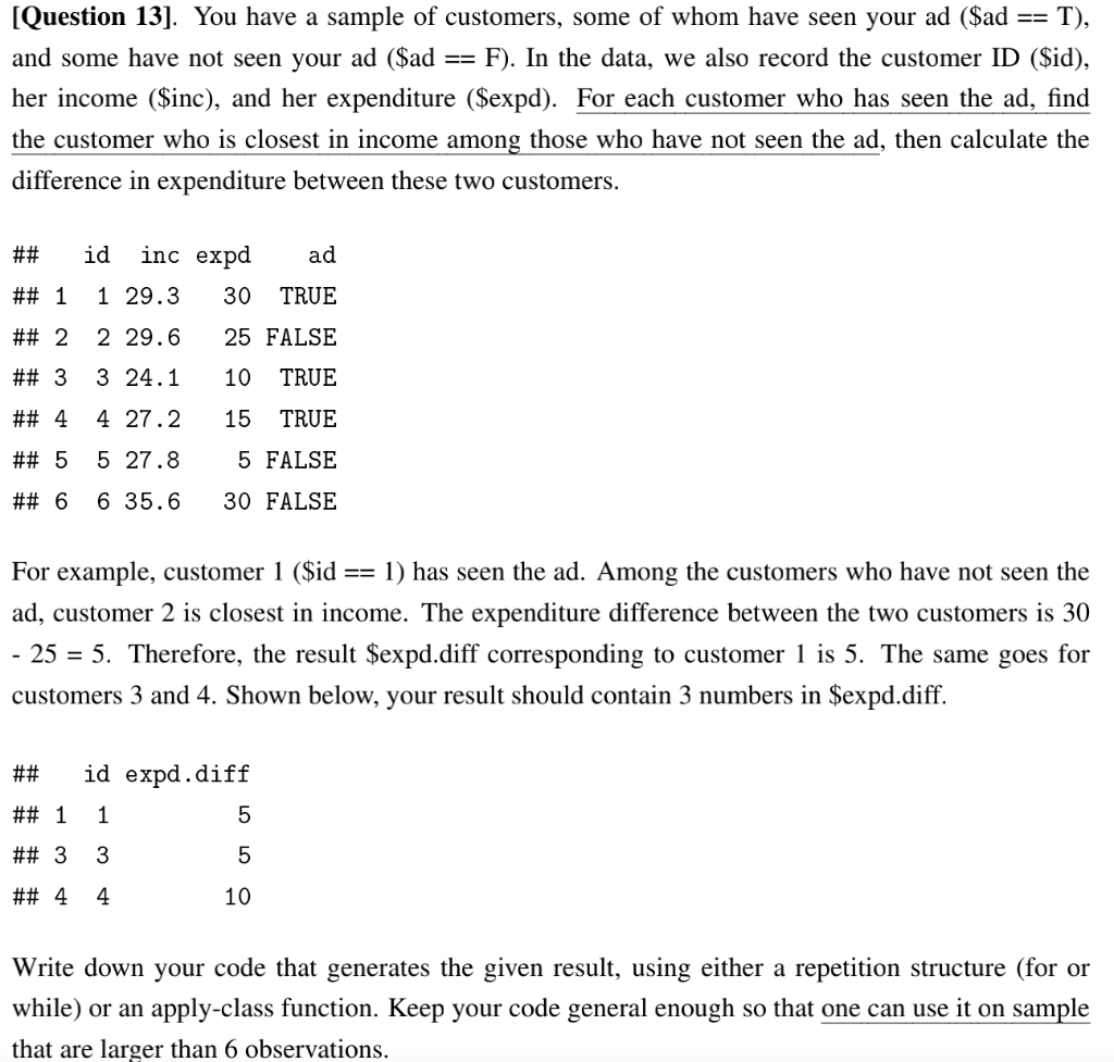 Solved [Question 13]. You have a sample of customers, some | Chegg.com