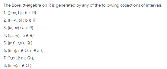 Solved The Borel O-algebra on Ris generated by any of the | Chegg.com