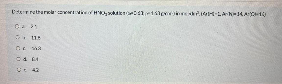 Solved Determine the molar concentration of HNO3 solution | Chegg.com
