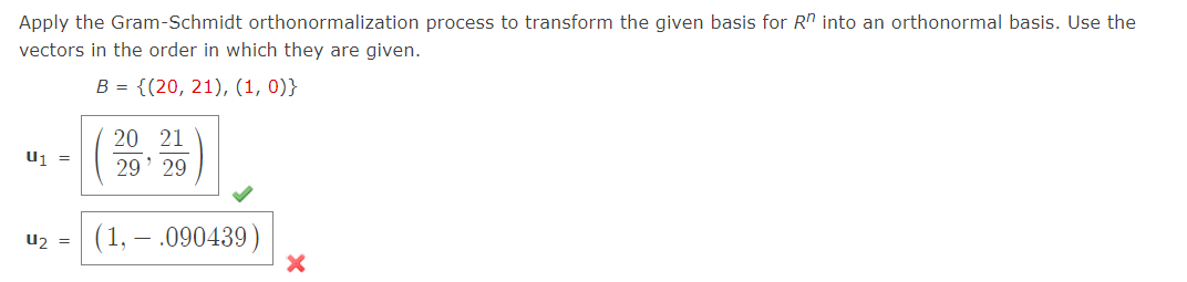 Solved Apply the Gram-Schmidt orthonormalization process to | Chegg.com
