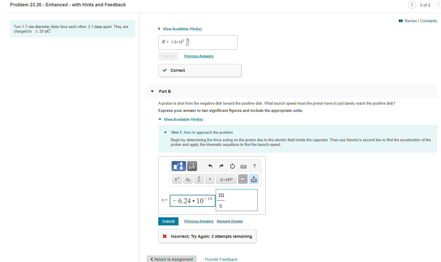 Solved Problem 23.26 - Enhanced - with Hints and Feedback 5 | Chegg.com