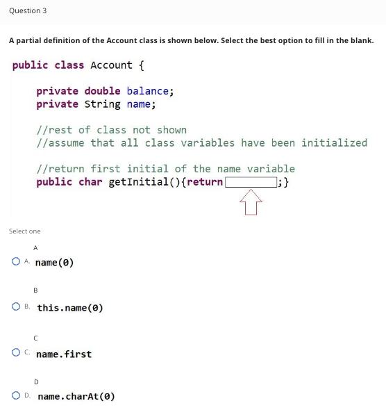 Solved A partial definition of the Account class is shown | Chegg.com