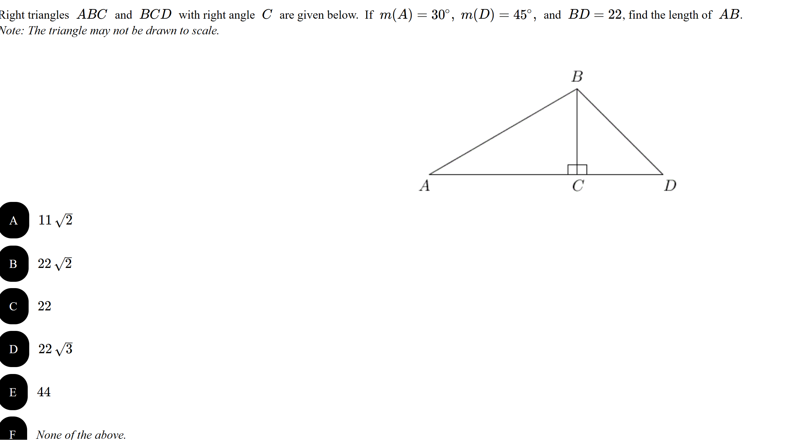 Solved Right triangles ABC and BCD with right angle C are | Chegg.com