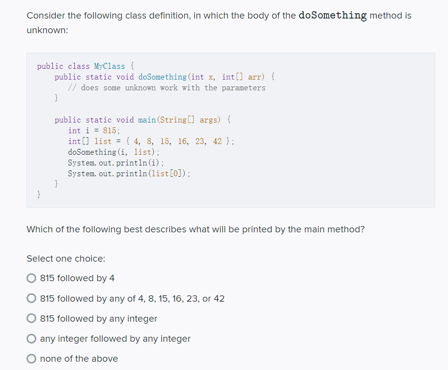 Solved Consider the following class definition, in which the | Chegg.com