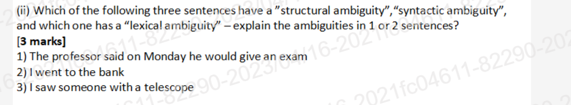 Solved (ii) Which of the following three sentences have a | Chegg.com