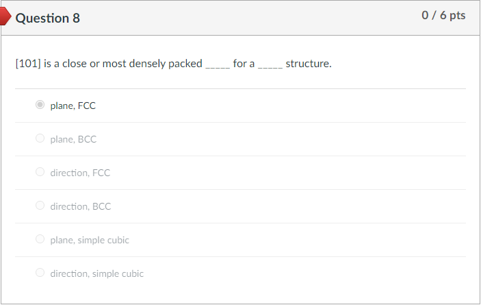 Solved [101] is a close or most densely packed for a | Chegg.com