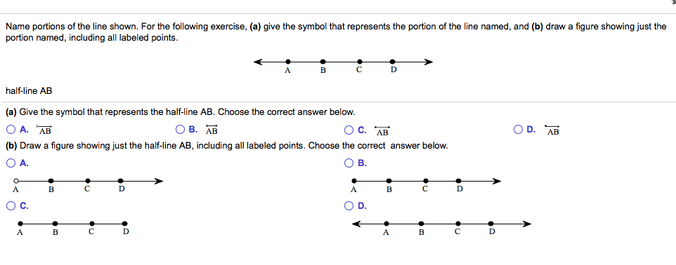 Solved Name portions of the line shown. For the following | Chegg.com