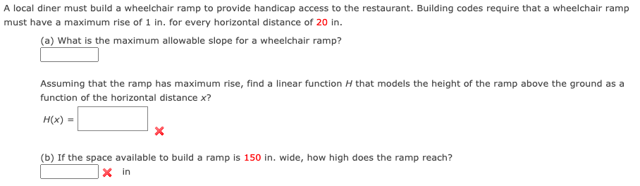 Solved A local diner must build a wheelchair ramp to provide | Chegg.com