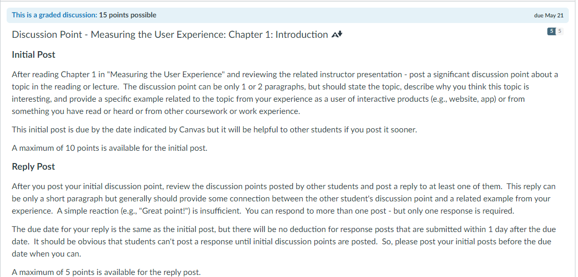 Discussion Point - Measuring the User Experience: | Chegg.com