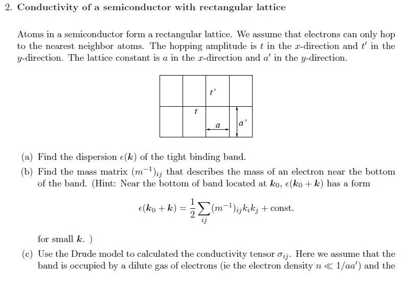 Solved Conductivity of a semiconductor with rectangular | Chegg.com