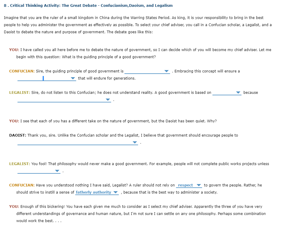 8 . Critical Thinking Activity: The Great Debate - | Chegg.com