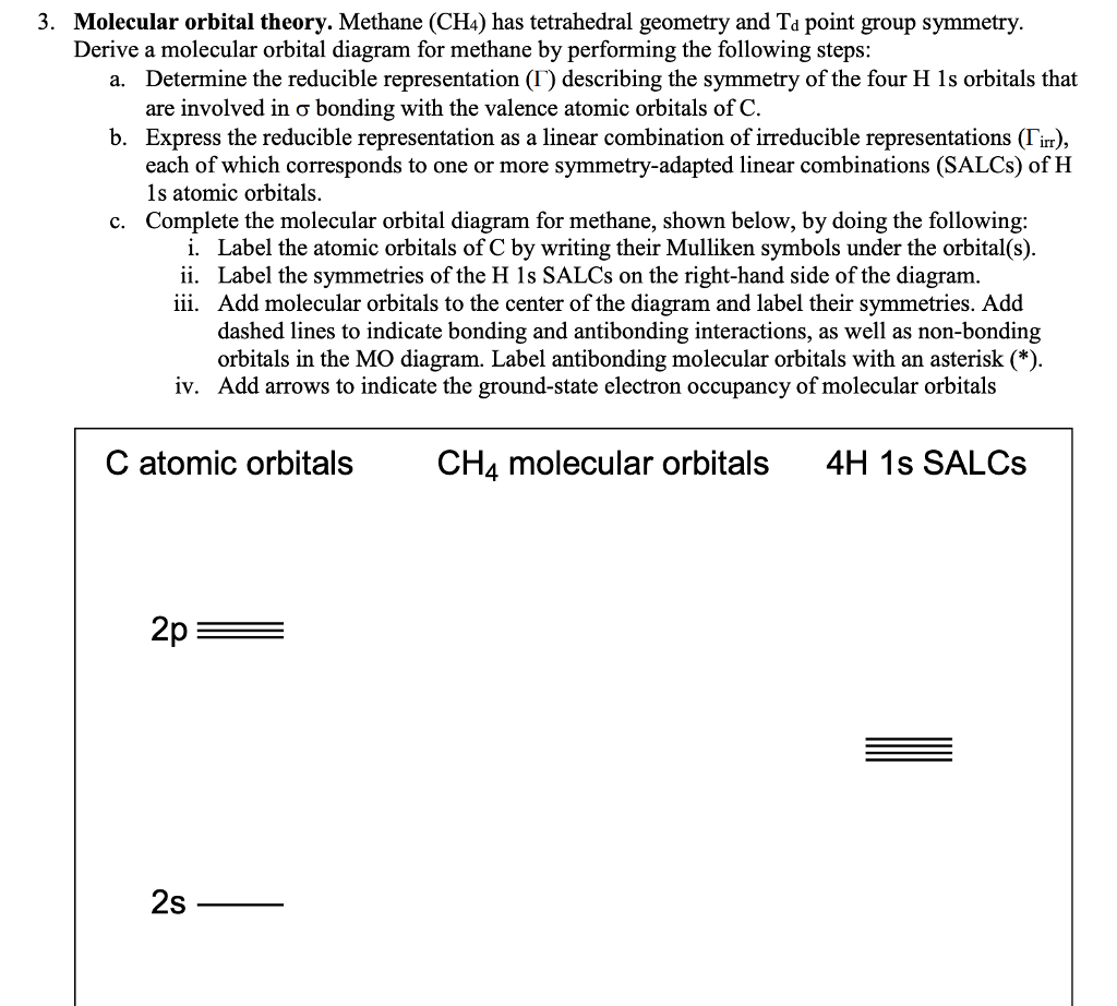 Solved 3. Molecular orbital theory. Methane (CH4) has | Chegg.com