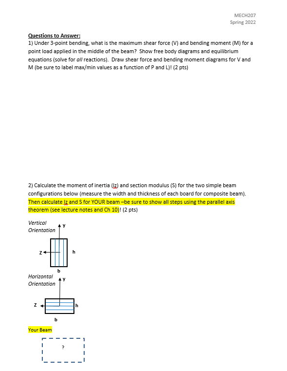 Solved MECH207 Spring 2022 Lab 7 Exercise: Beam Bending | Chegg.com